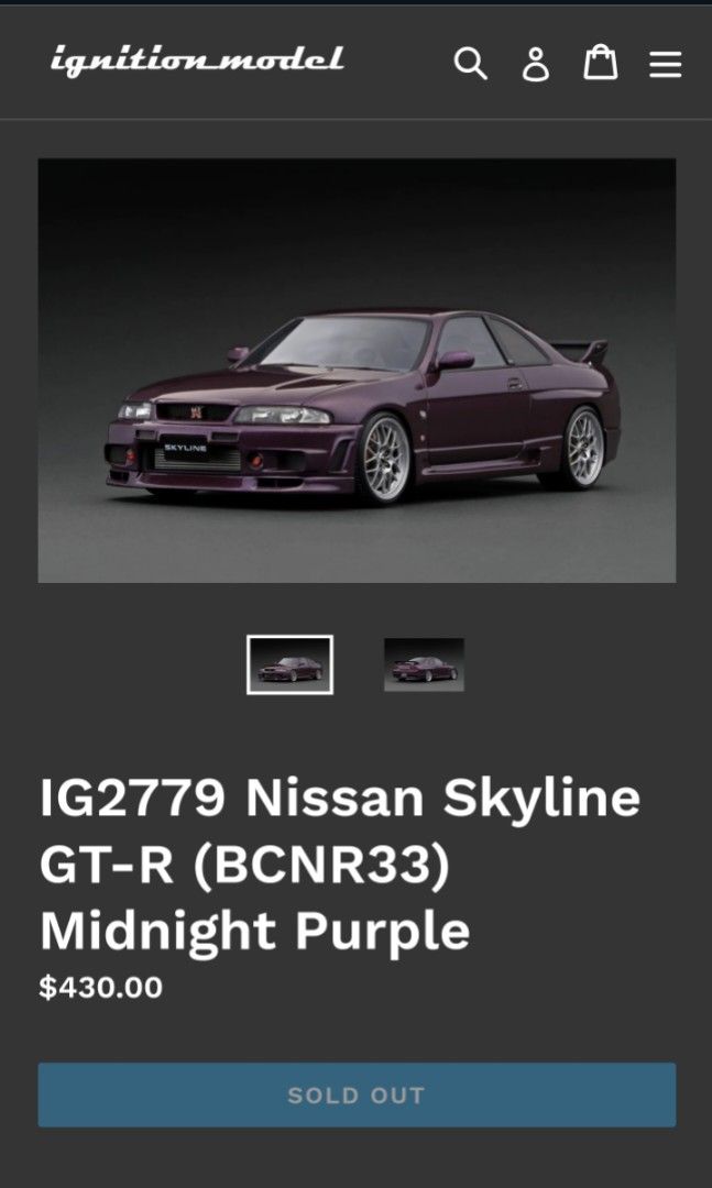 1/18 Ignition Model Nissan Skyline GT-R (BCNR33) Midnight Purple IG2779, Hobbies & Toys ...