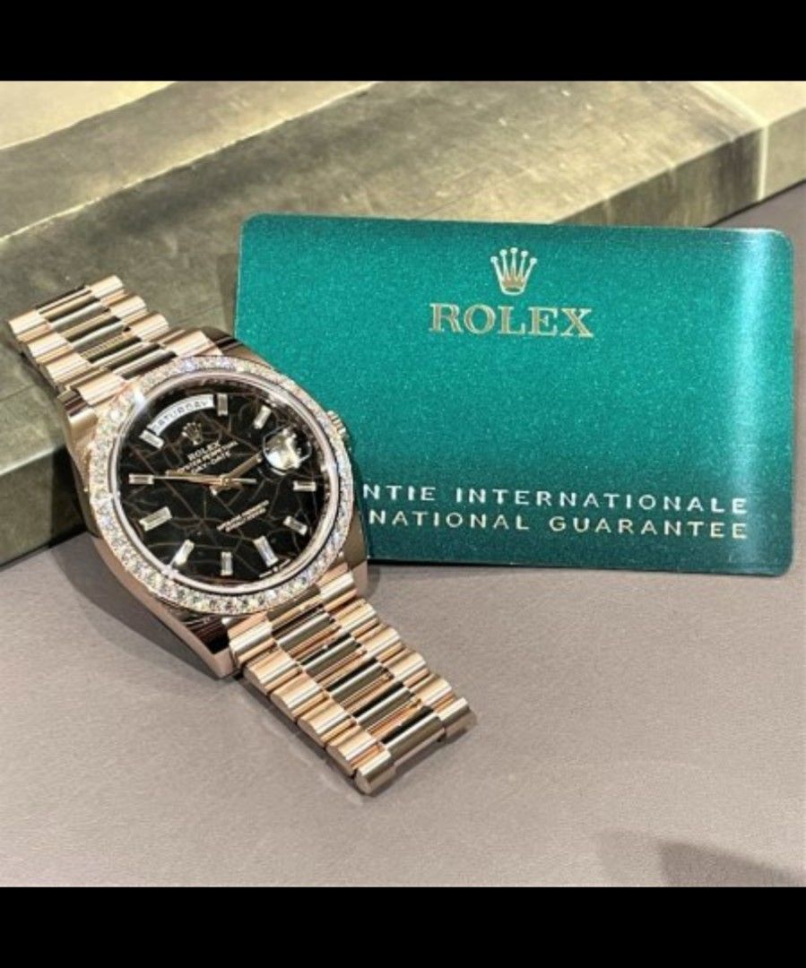 228345 - Rolex Day Date, 40MM, Rose Gold, Factory Diamond Bezel ...