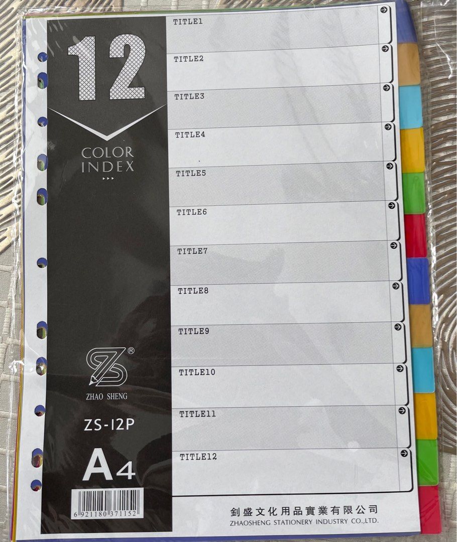 5 and 12 color index divider, Hobbies & Toys, Stationery & Craft ...