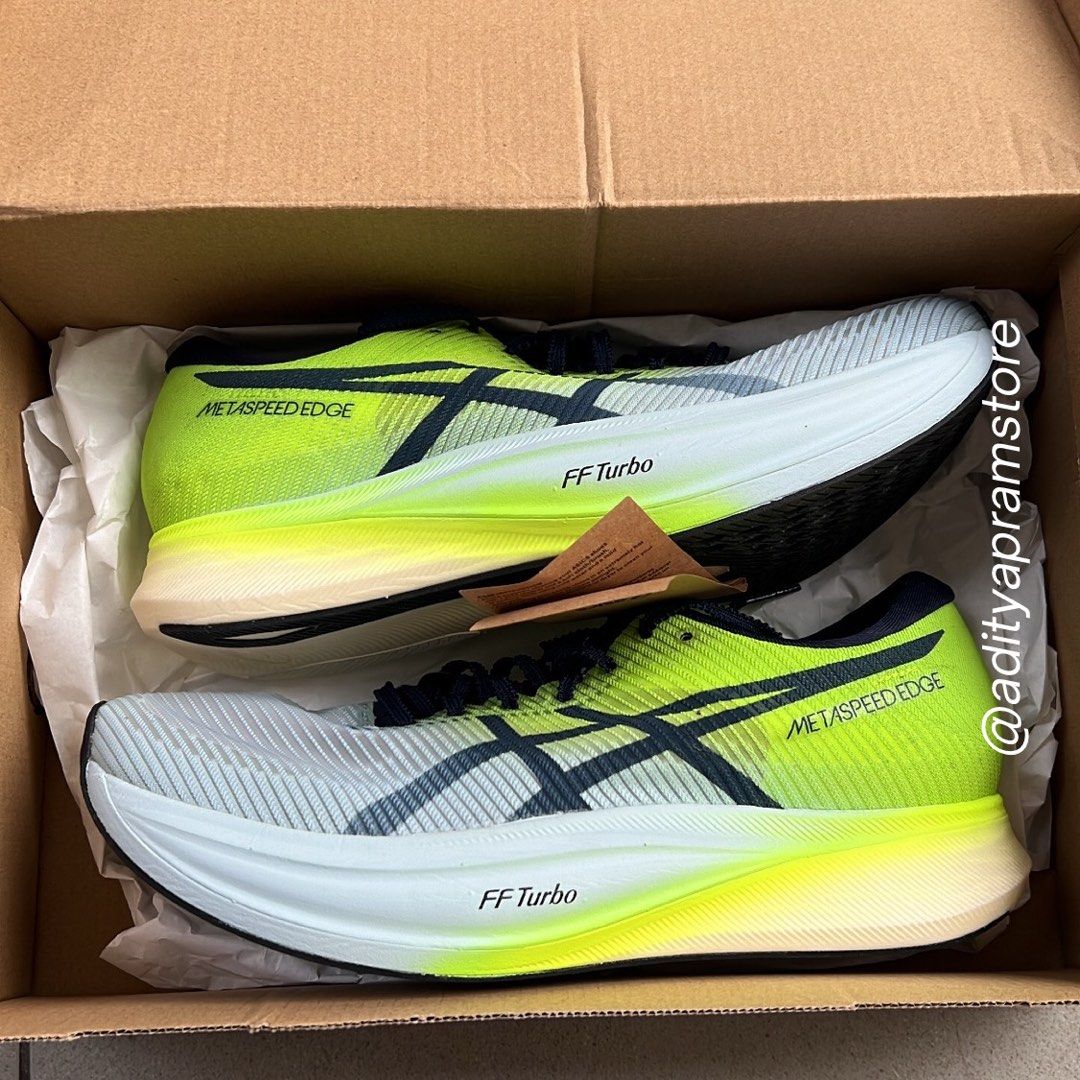 ASICS Metaspeed Edge+ Hazard Green - Running Shoes - BNIB, Fesyen Pria ...
