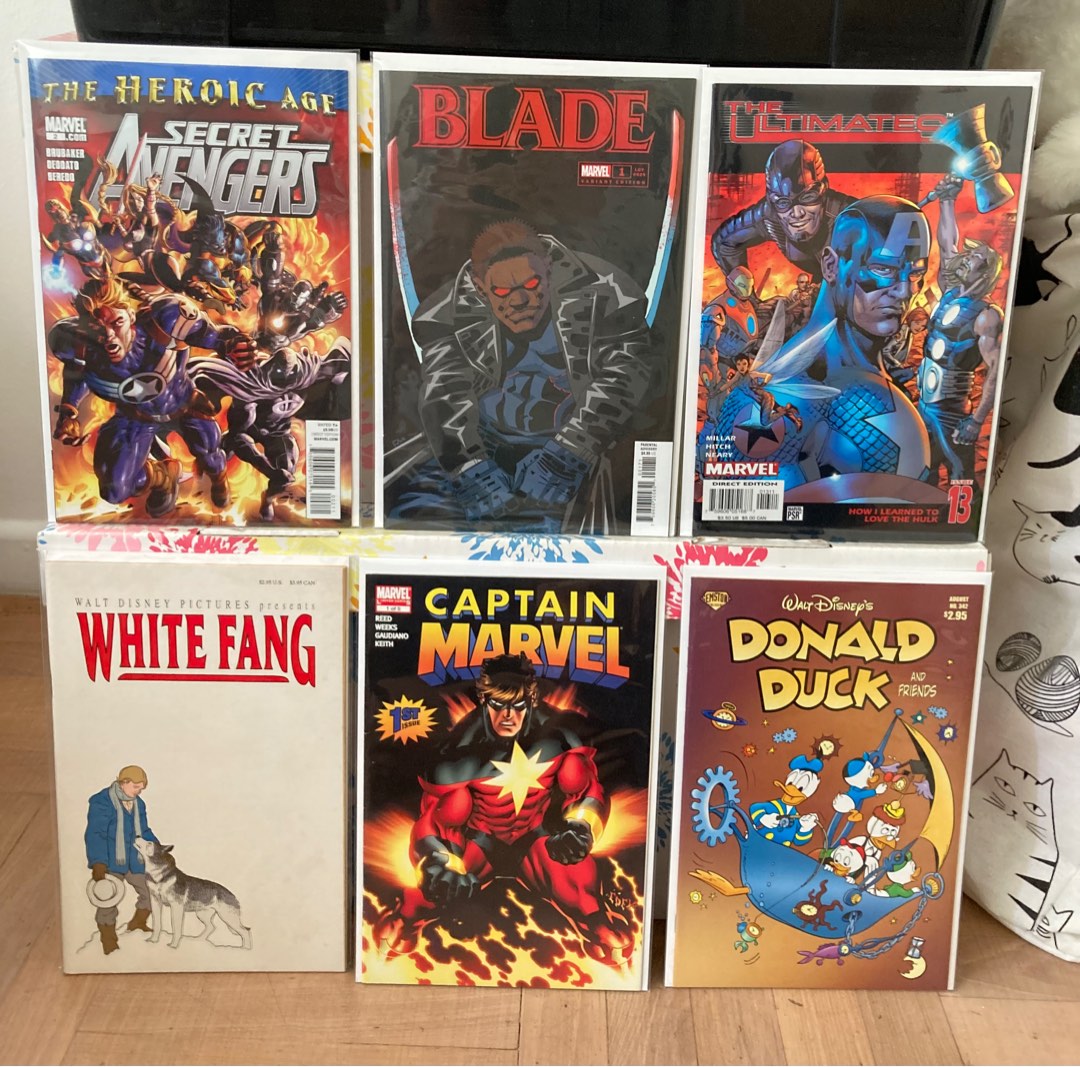 Assorted comics ( blade , marvel , captain marvel , Disney , white fang ...