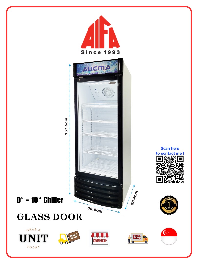 AUCMA SC-245E Standing Glass Door Drinks Showcase Commercial Chiller ...