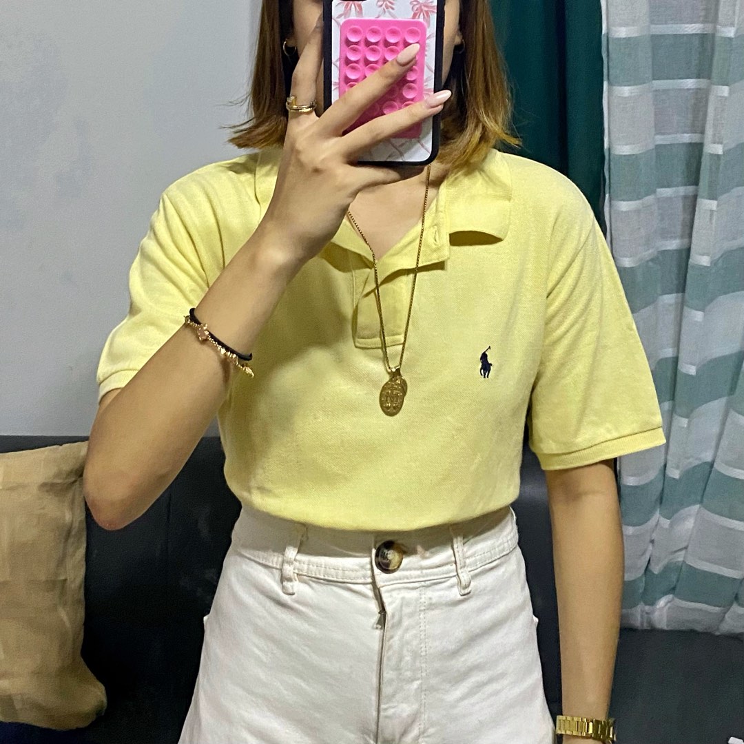 auth polo by ralph lauren pastel yellow polo shirt, Men's Fashion, Tops ...