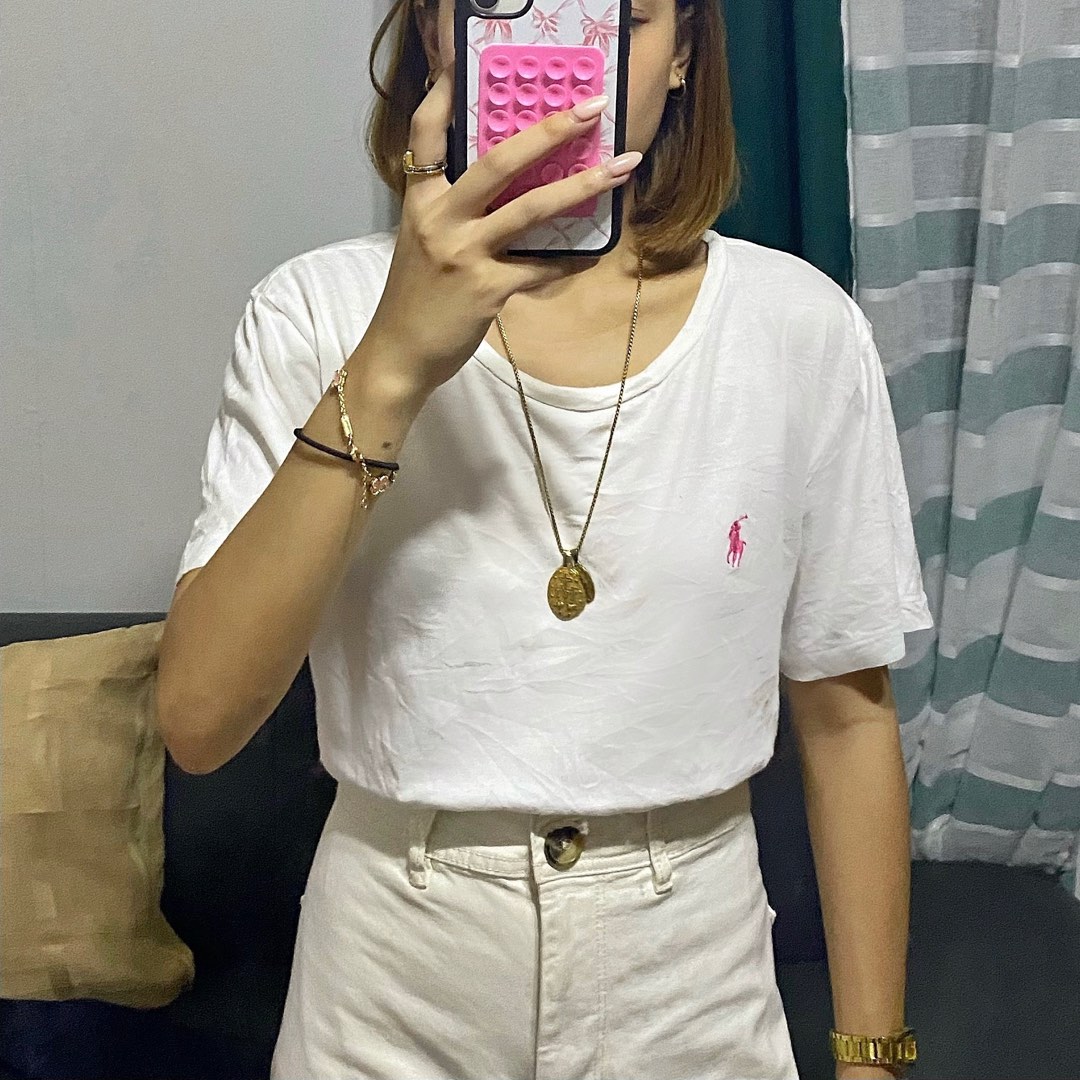 auth ralph lauren sport white basic tee, Men's Fashion, Tops & Sets ...