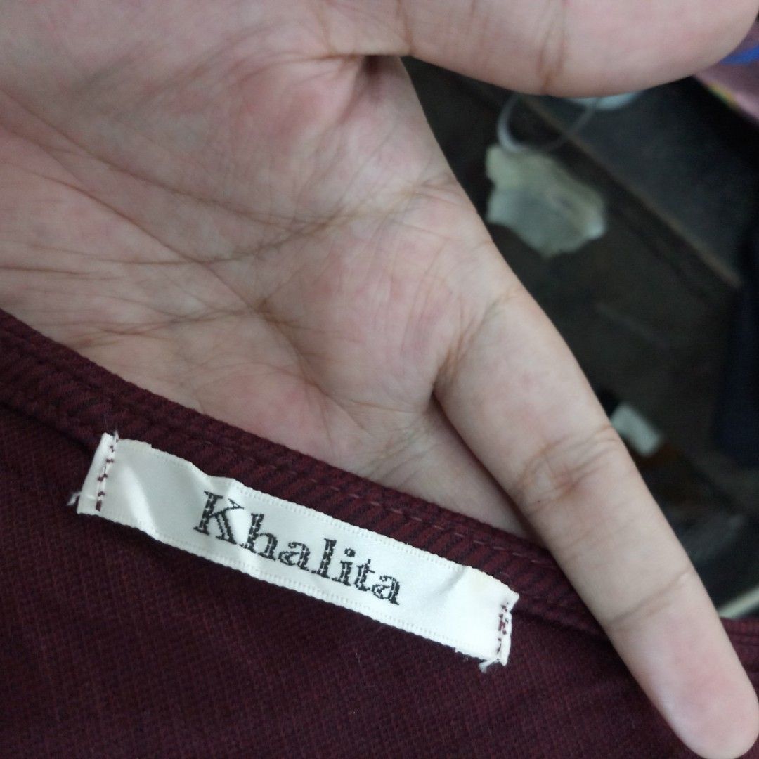 Authentic KHALITA faux fur lobg sleeve top in maroon, Fesyen Wanita ...