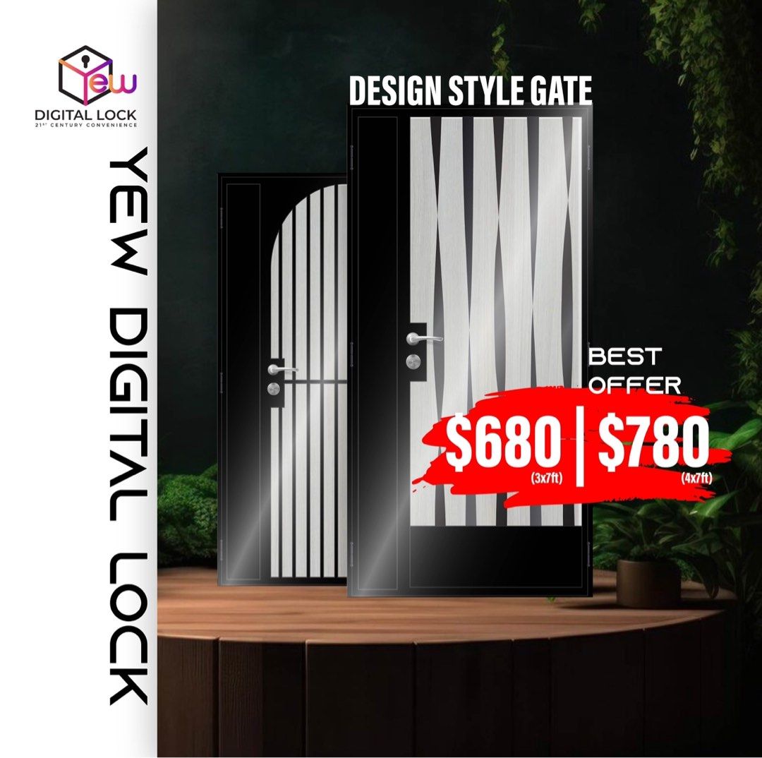 Best Looking 3X7 / 4X7 Customised Designer HDB Gate, Furniture & Home ...