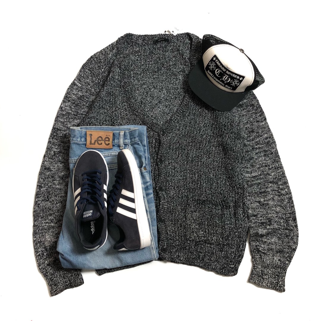 Cardigan Rajut 3D Sweater Basic Polos Bukan Uniqlo Coogi, Fesyen Pria ...