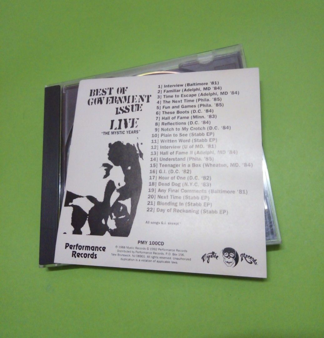 CD GOVERNMENT ISSUE : BEST OF GOVERNMENT ISSUE . LIVE . THE MYSTIC ...