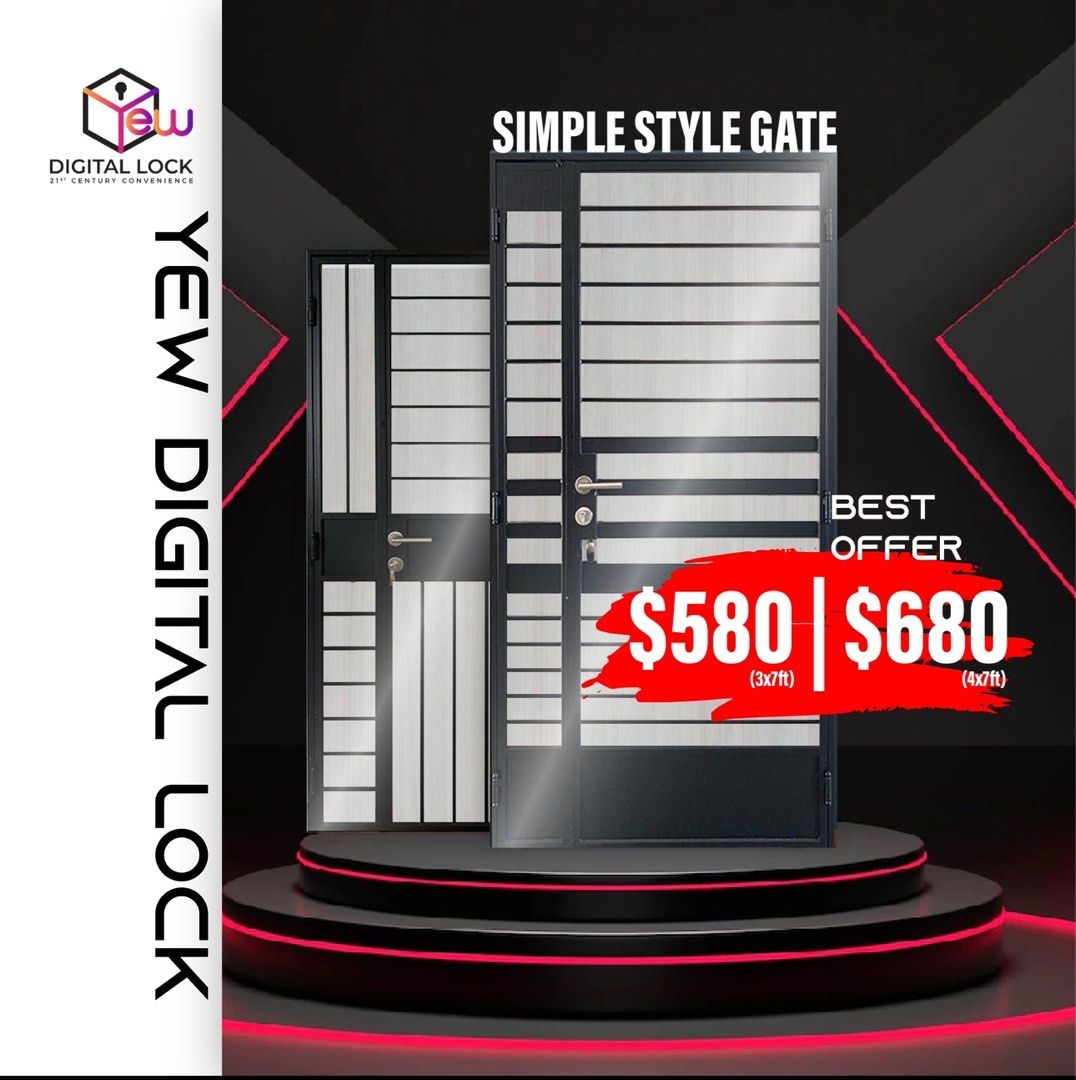 Cheapest 3X7 / 4X7 Customised Simple HDB Gate, Furniture & Home Living ...