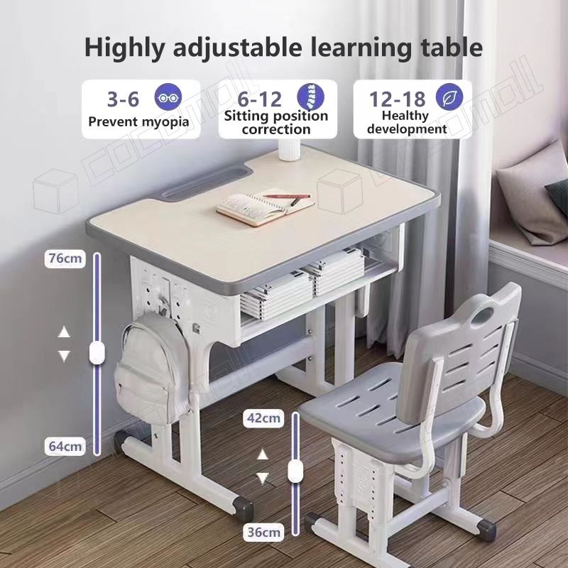 Children Study Table With Chair Ergonomic Sitting Height Adjustable ...