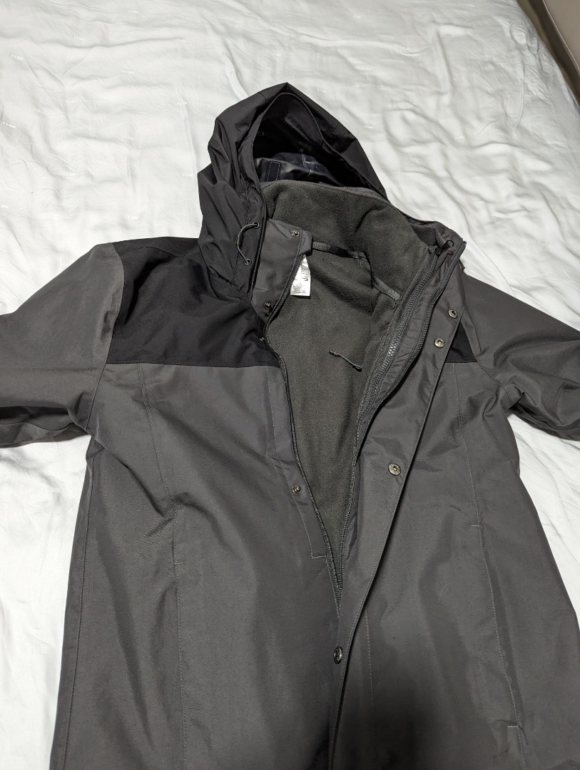 Decathlon Men's Trekking 3-in-1 Waterproof Jacket - Grey, Men's Fashion ...