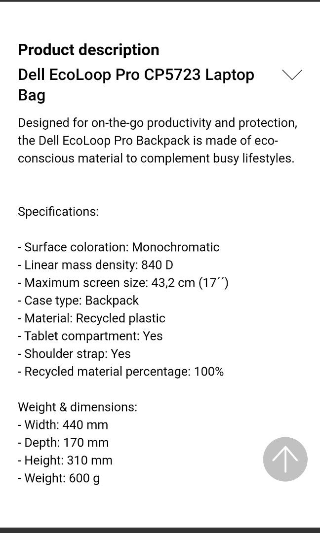 Dell Ecoloop Backpack CP5723, Computers & Tech, Parts & Accessories, Laptop Bags & Sleeves on ...