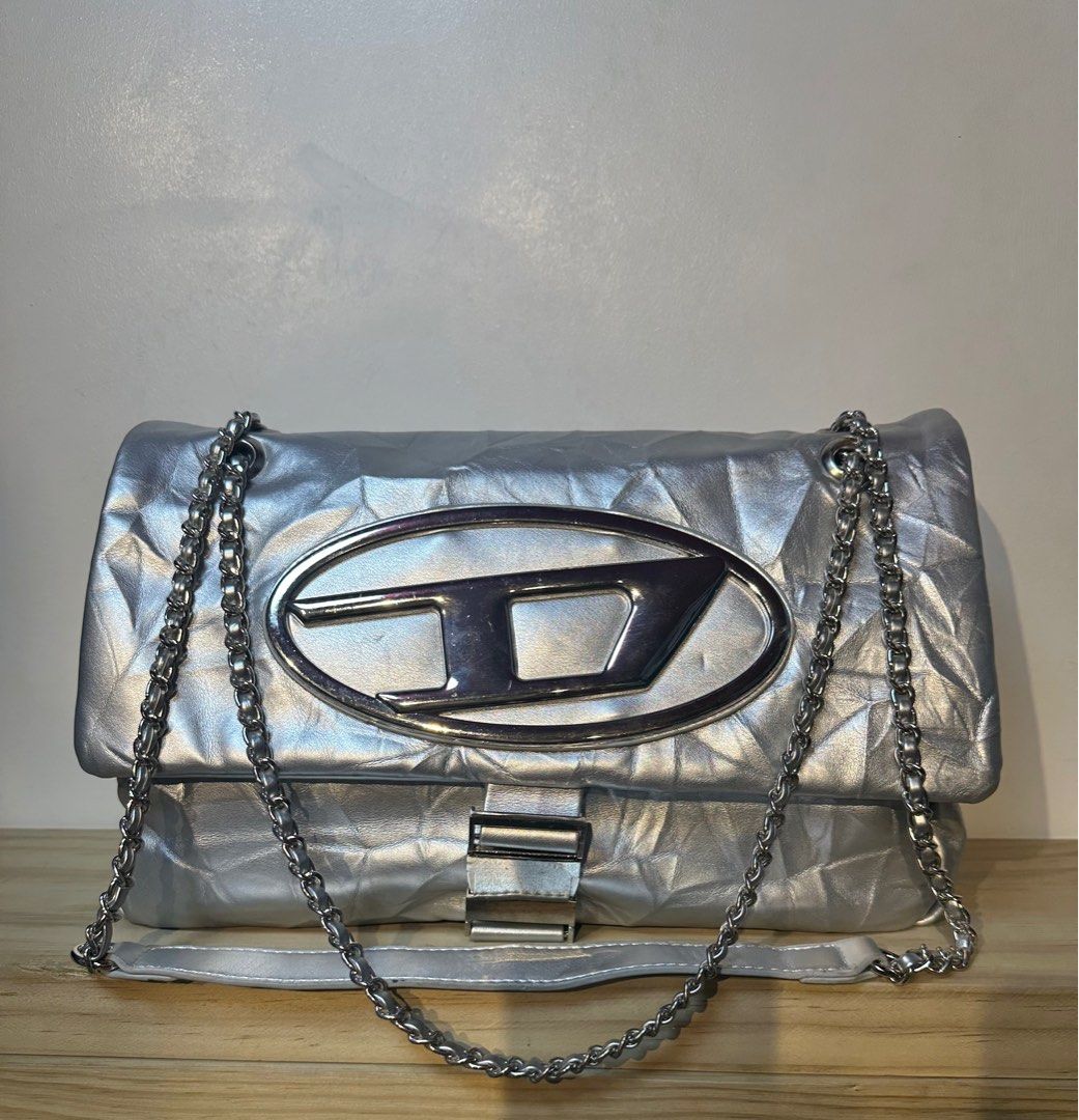 Diesel Silver Chainbag, Luxury, Bags & Wallets on Carousell