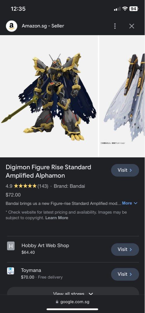 Digimon Figure-rise Standard Amplified Alphamon Model Kit, Hobbies ...