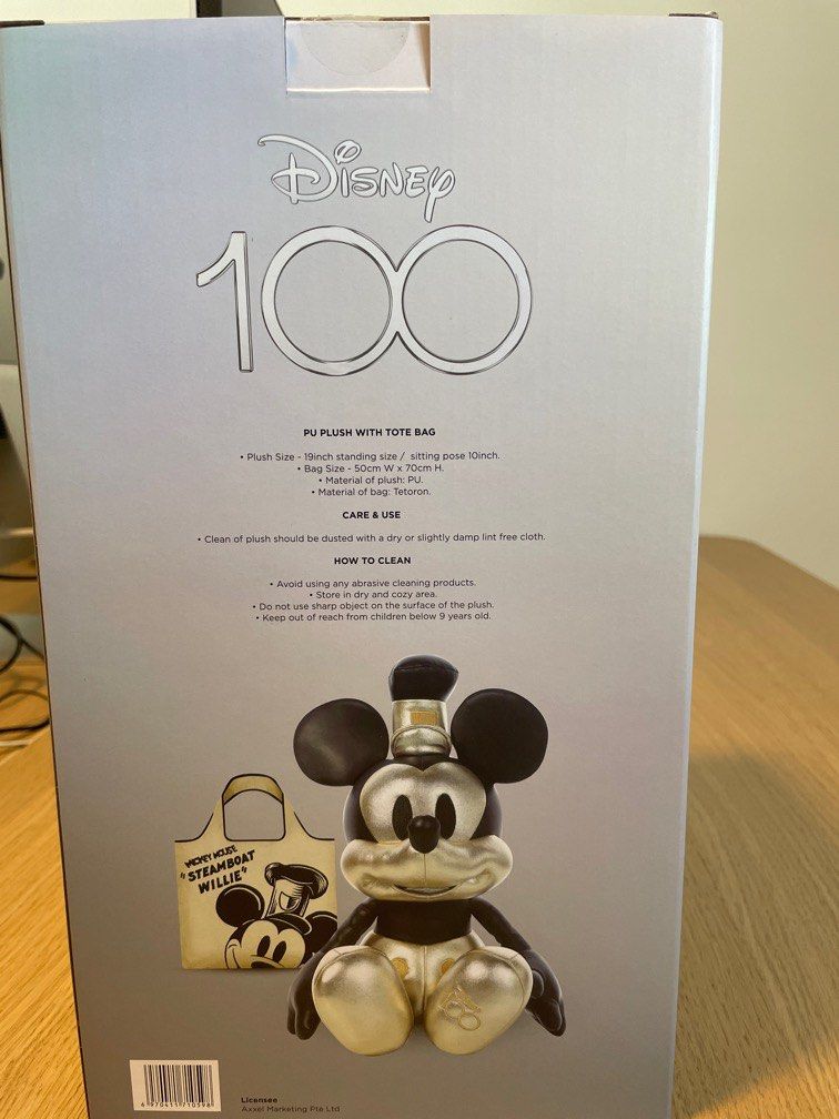 Disney100 Mickey Plush Toy with tote bag, Hobbies & Toys, Toys & Games ...