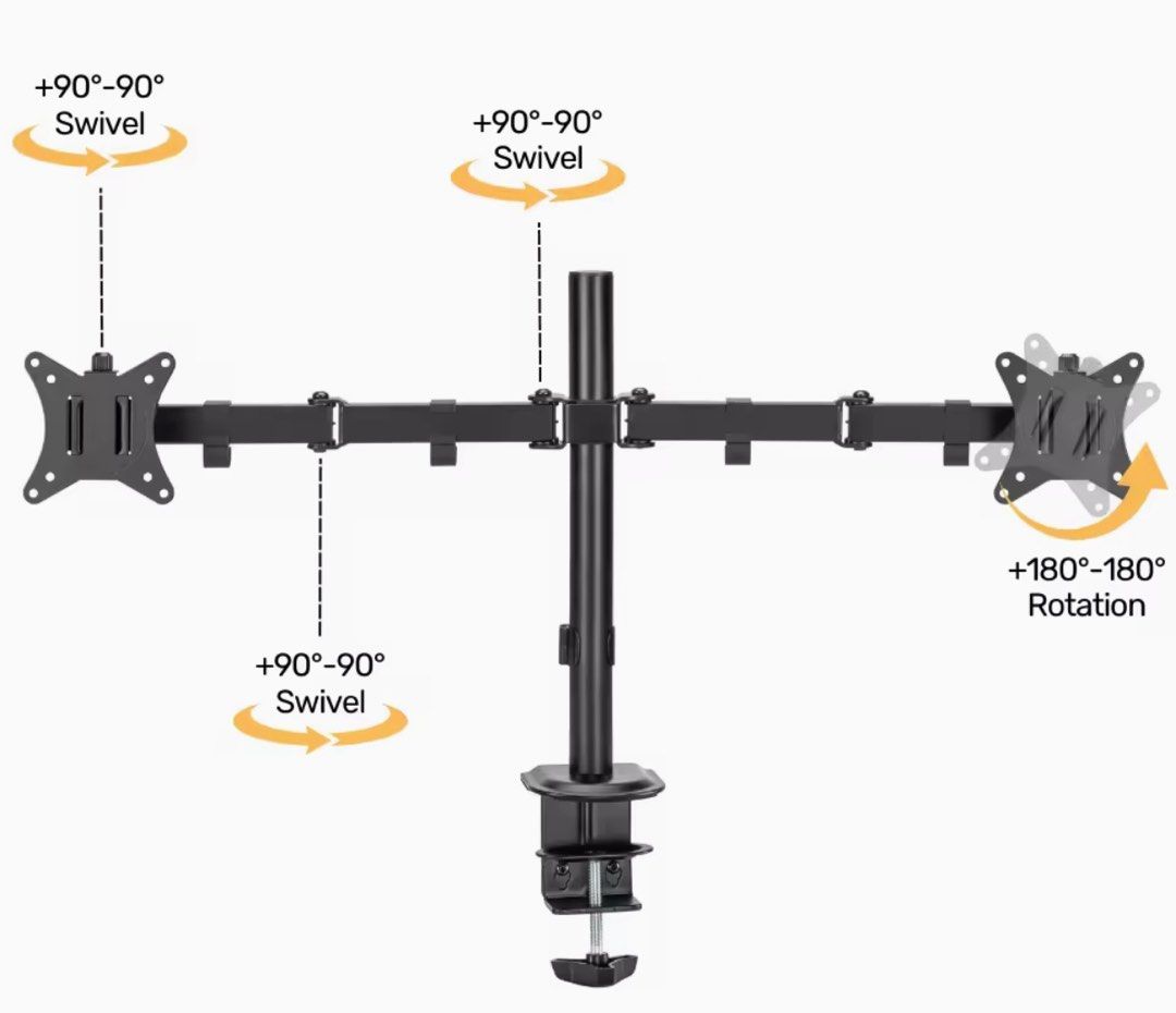 Dual monitor bracket with reinforcement plate, Computers & Tech, Parts ...