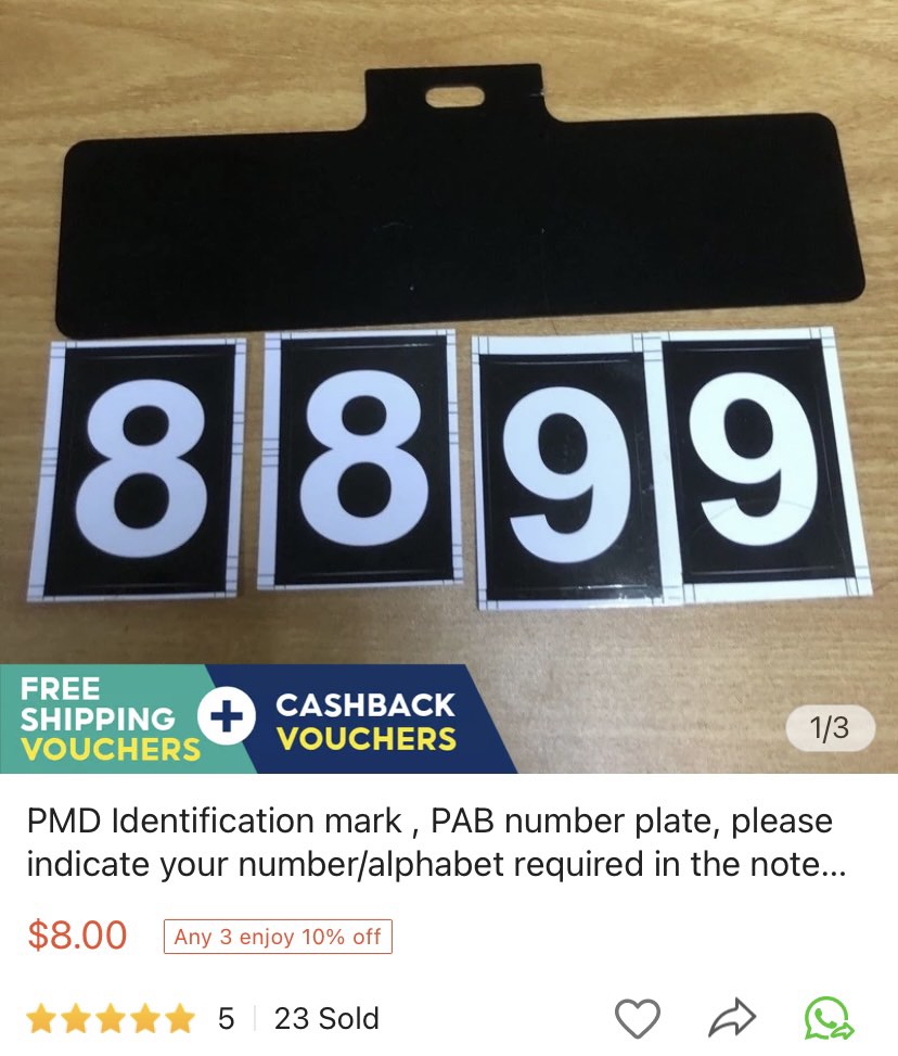 Ebike number plate, Sports Equipment, PMDs, E-Scooters & E-Bikes, Other ...