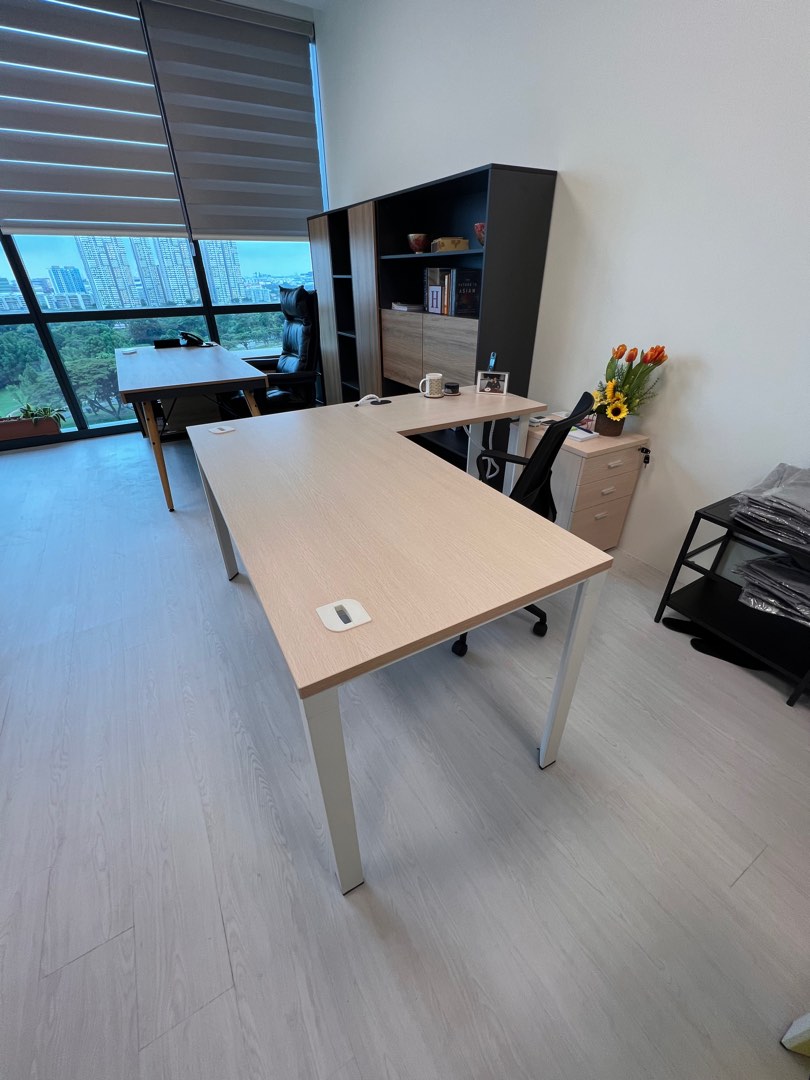 End of Office Lease Sale - L shaped table, Furniture & Home Living ...