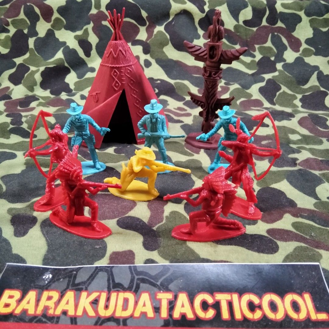 Figure Jadul Indian Apache Cowboy Vintage Plastic Toys Mohawk mainan ...