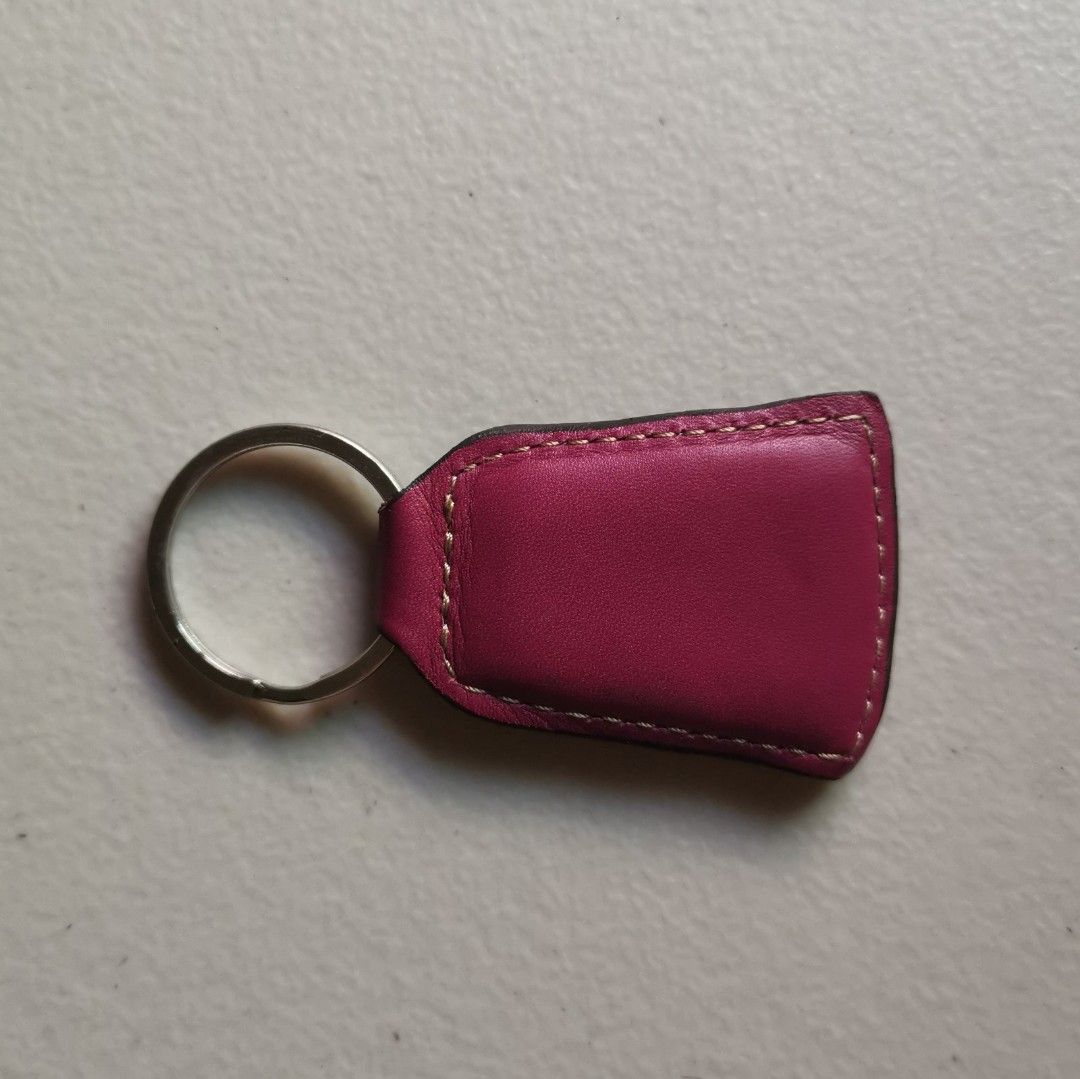 FINO luxury leather keychain key holder key fob in rare raspberry color ...