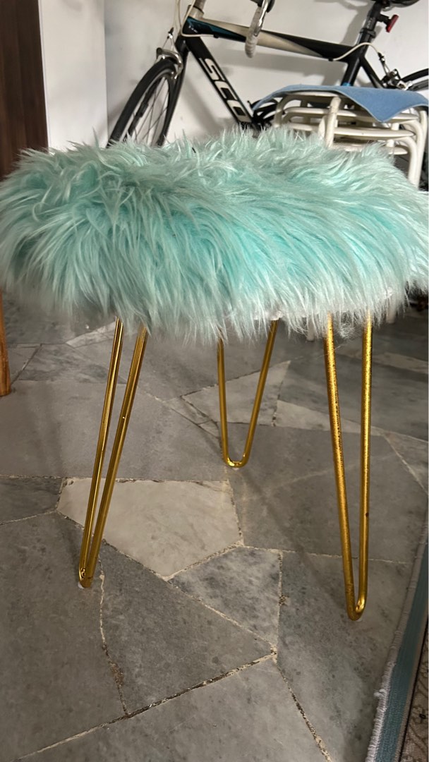 Fluffy Stool Kerusi for Makeup Table & Aesthetics Nordic, Furniture ...