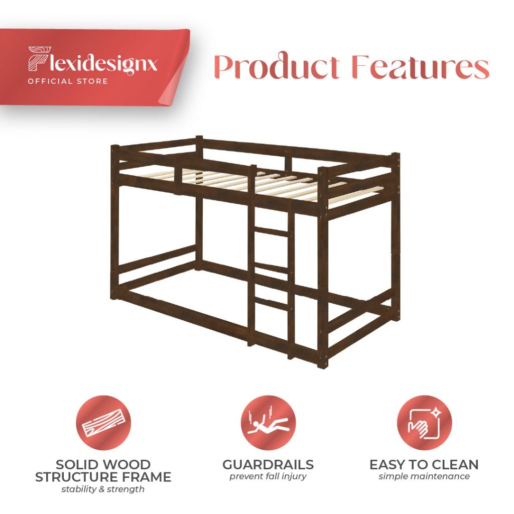 [FREE DELIVERY] Double Decker Solid Wood Structure Simple White Design ...