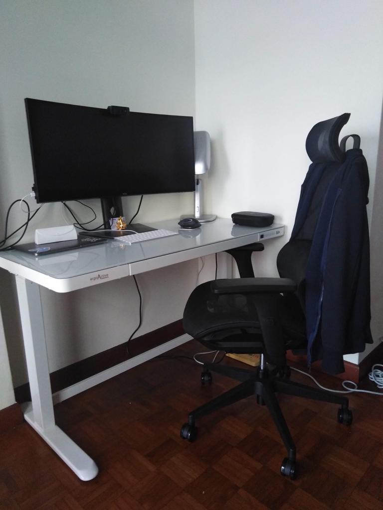 Height adjustable Table Programmable Electric (White/ Tempered Glass ...