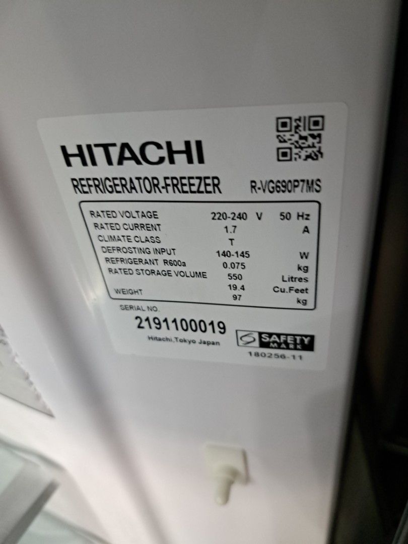 Hitachi glass door Refrigerator Fridge inverter 3ticks 550L net ...