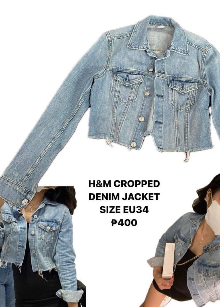 H&M Cropped Denim Jacket, Women's Fashion, Coats, Jackets and Outerwear ...