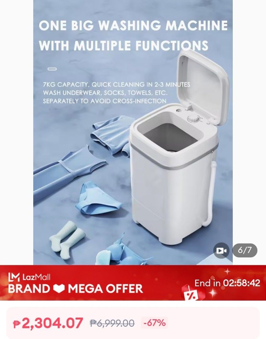 Hodekt 7kg Mini Washing Machine, TV & Home Appliances, Washing Machines ...