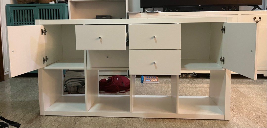 IKEA Kallax 8 cube storage with 4 drawers and 2 cabinets., Furniture ...