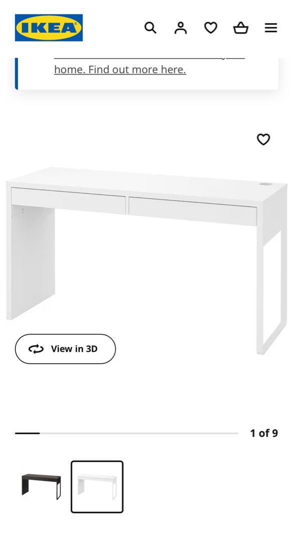 IKEA Micke Table 142x50 cm, Furniture & Home Living, Furniture, Tables ...