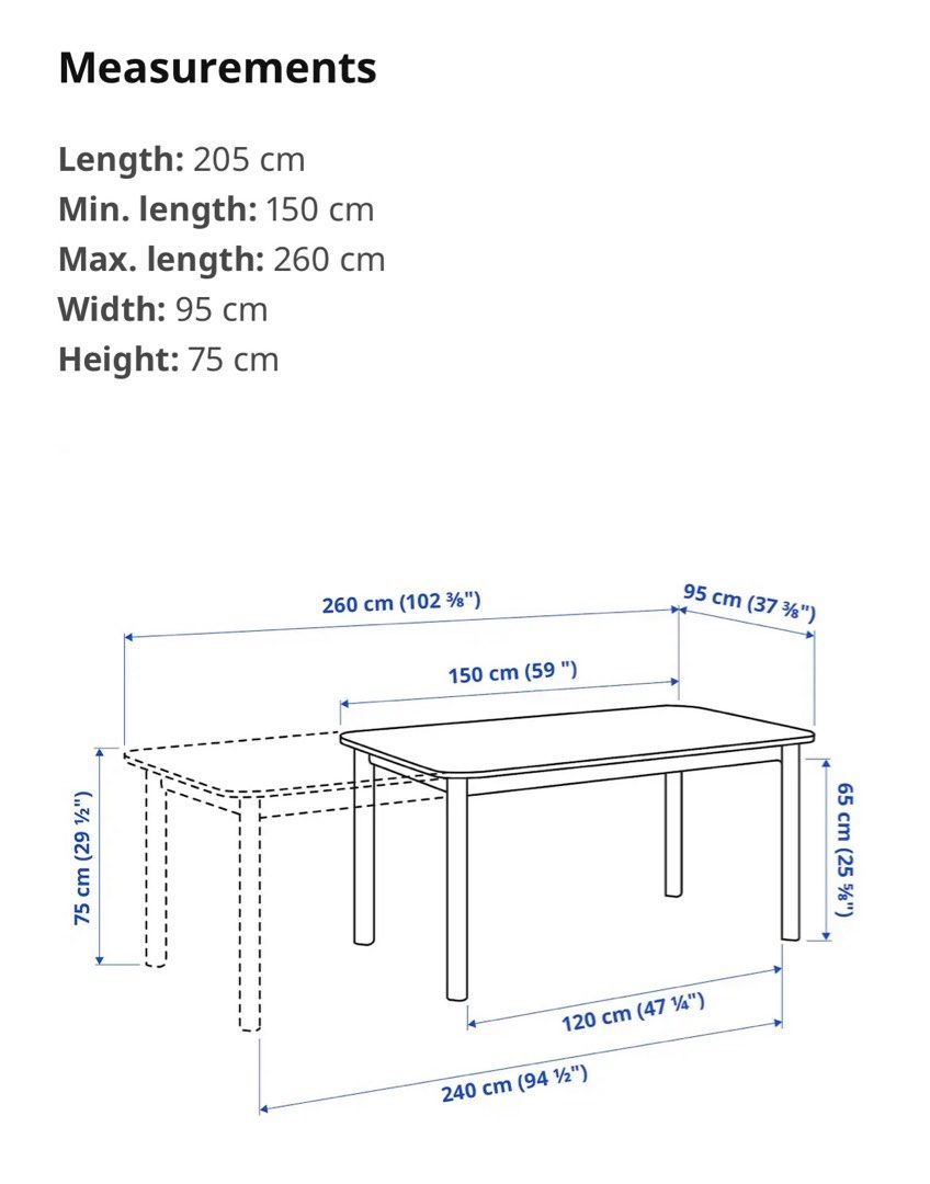 IKEA STRANDTORP extendable table, Furniture & Home Living, Furniture ...