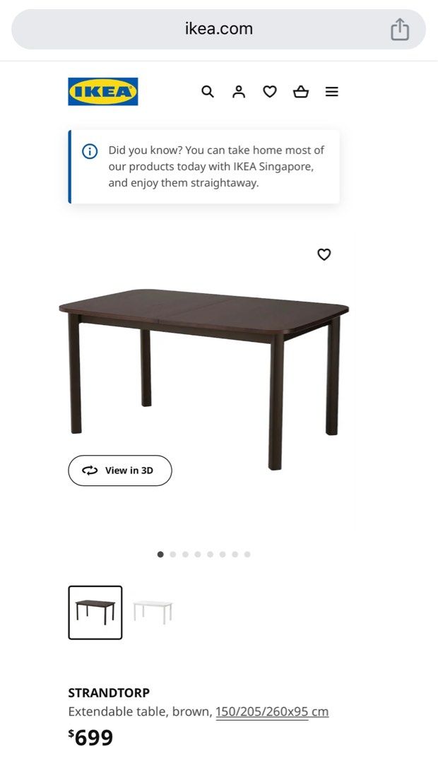 IKEA STRANDTORP extendable table, Furniture & Home Living, Furniture ...