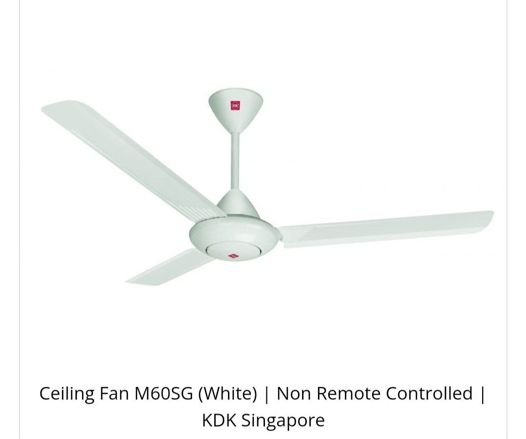 KDK Ceiling Fan Model M60SG, Furniture & Home Living, Lighting & Fans ...