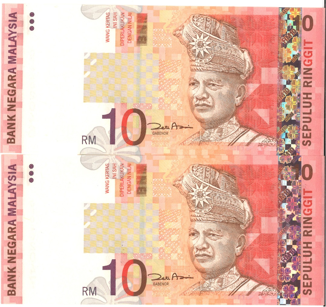 Malaysia Ringgit RM10 Old vintage bank notes running number, Hobbies ...