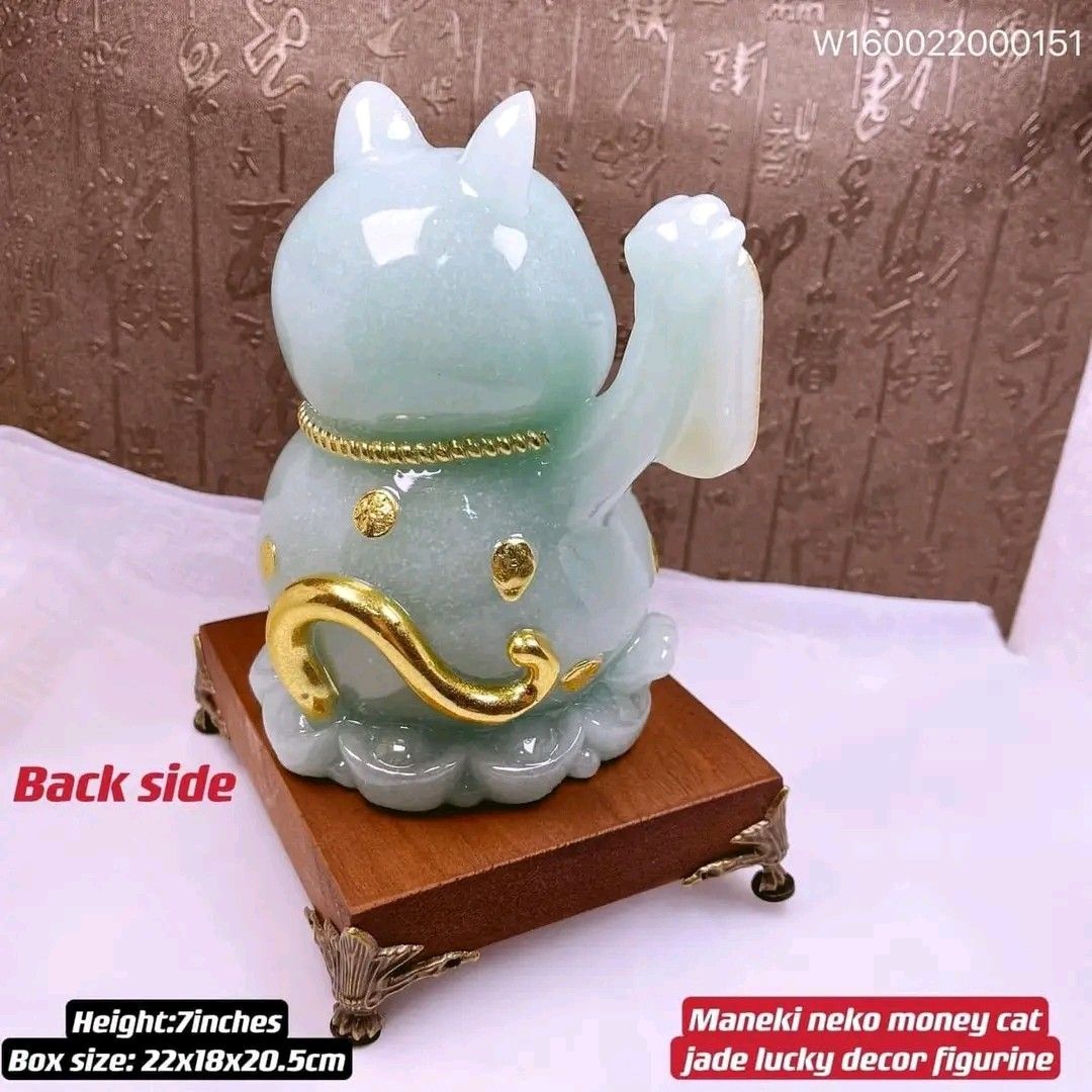 Maneki neko money cat jade decor, Furniture & Home Living, Home Decor ...