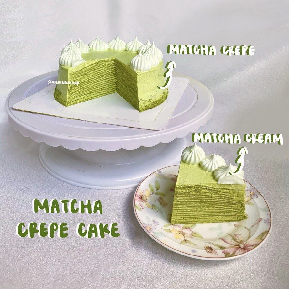 Matcha Crepe Cake, Food & Drinks, Homemade Bakes on Carousell
