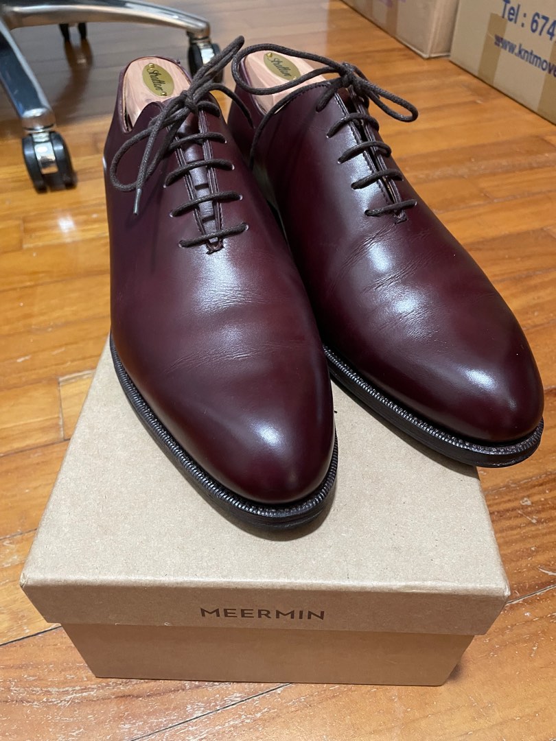 Meermin Wholecut Oxford Dress Shoes UK9 Burgundy, Men's Fashion ...