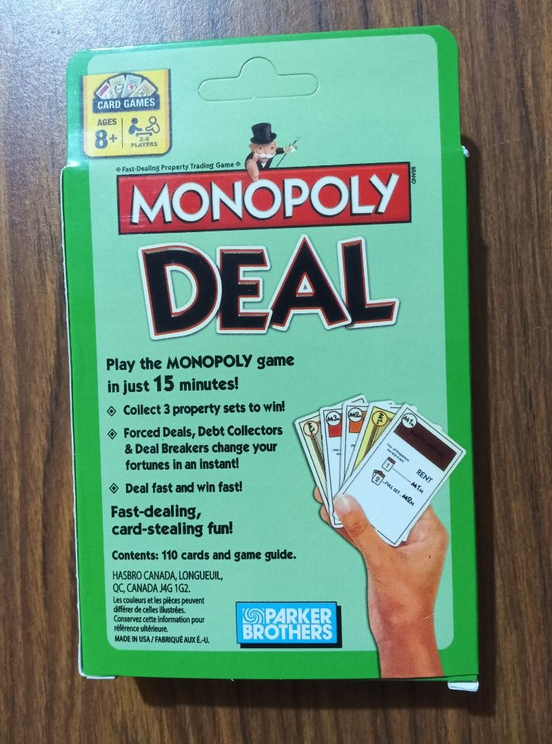 Monopoly Deal Card Game #1, Hobbies & Toys, Toys & Games on Carousell