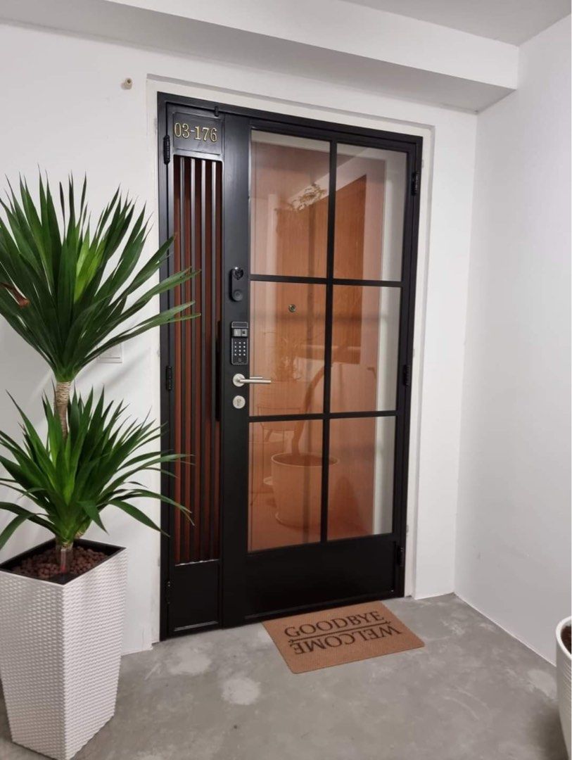 Most Popular 3X7 / 4X7 Customised Glass HDB Gate, Furniture & Home ...