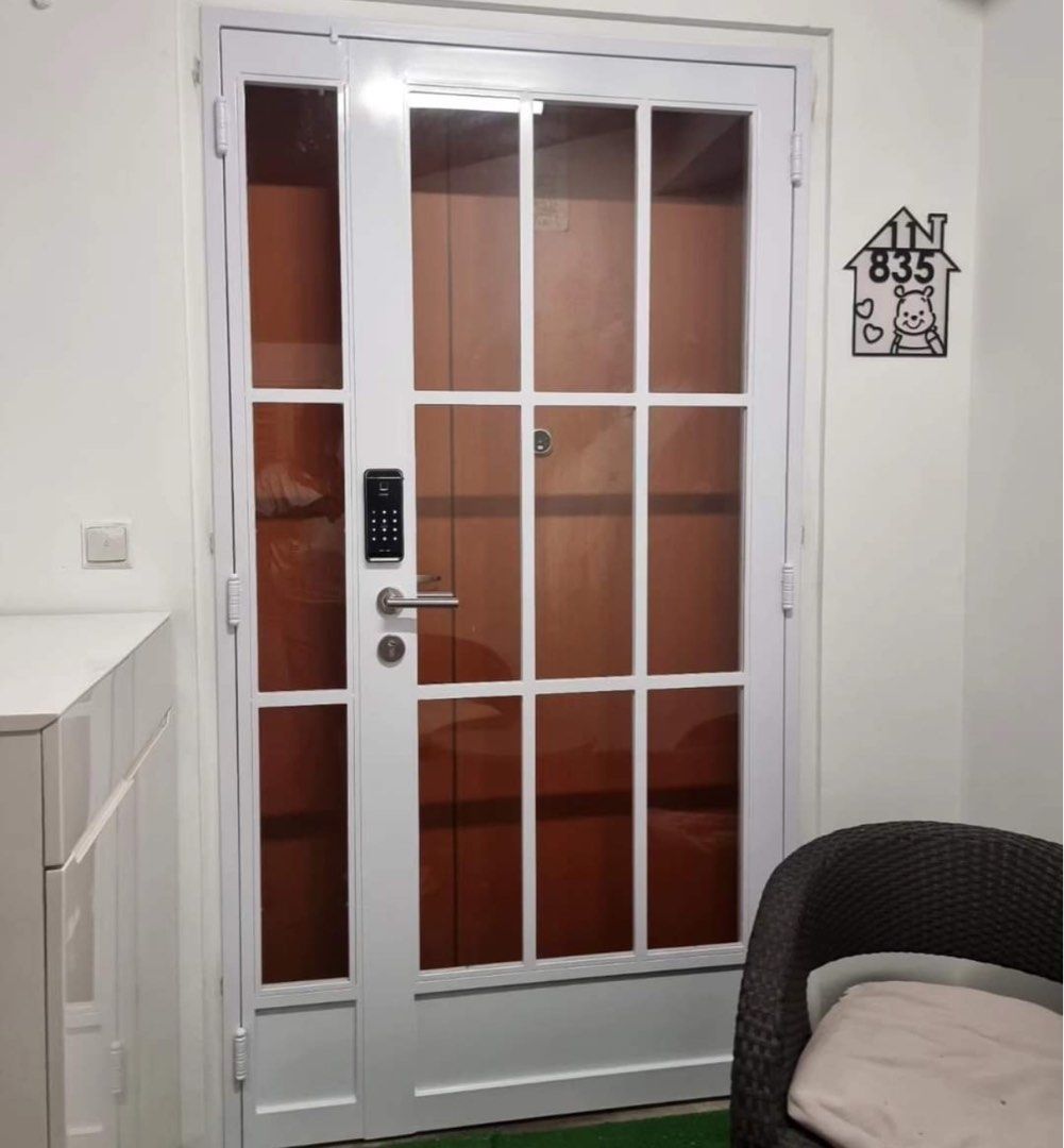 Most Popular 3X7 / 4X7 Customised Glass HDB Gate, Furniture & Home ...