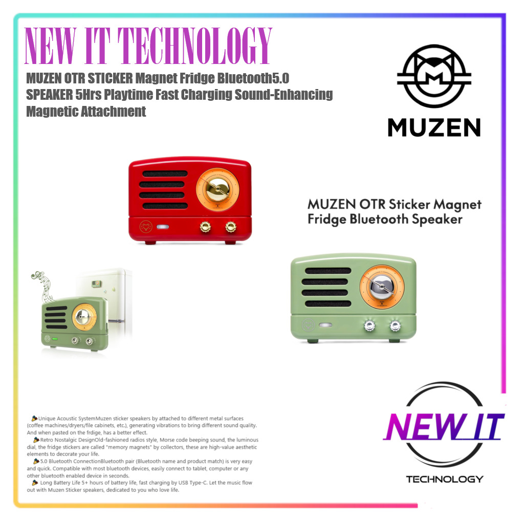 MUZEN OTR STICKER Magnet Fridge Bluetooth5.0 SPEAKER 5Hrs Playtime Fast ...