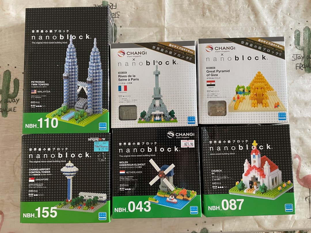 Nanoblock Paris, Pyrimid Giza, Netherlands, church, changi airport ...