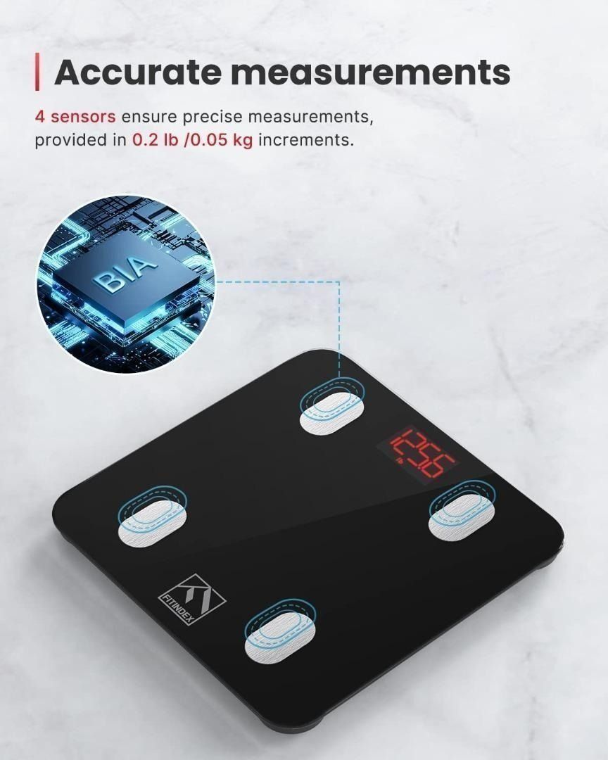 NEGO!!FITINDEX Bluetooth Body Fat Scale, Smart Bathroom Digital Weight ...