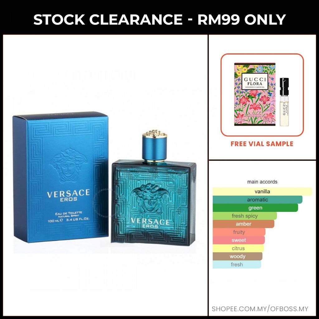 [ORIGINAL] VERSACE EROS EDT 100ML FOR MEN, Beauty & Personal Care ...