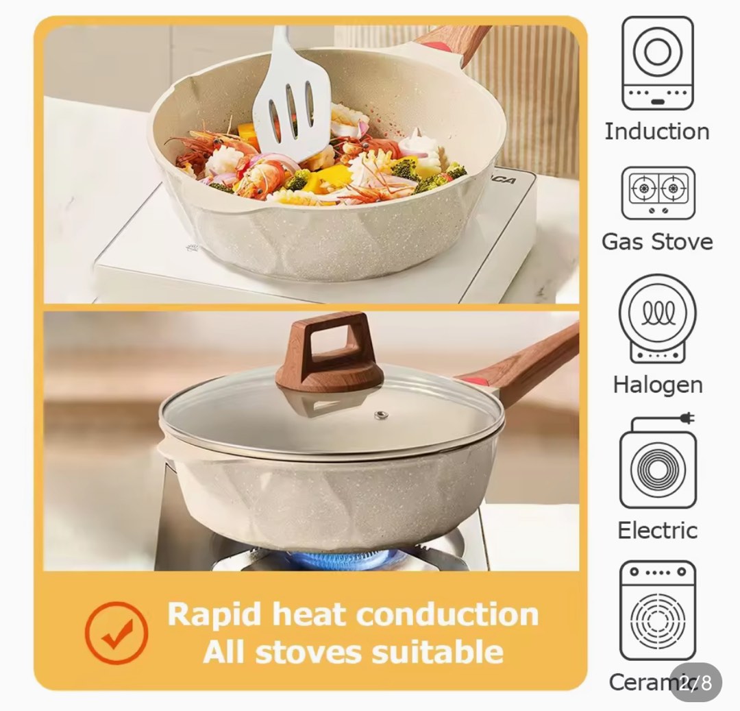 OShine Non Stick Frying Pan Cookware Egg Flat Pan PFOA Free Induction ...