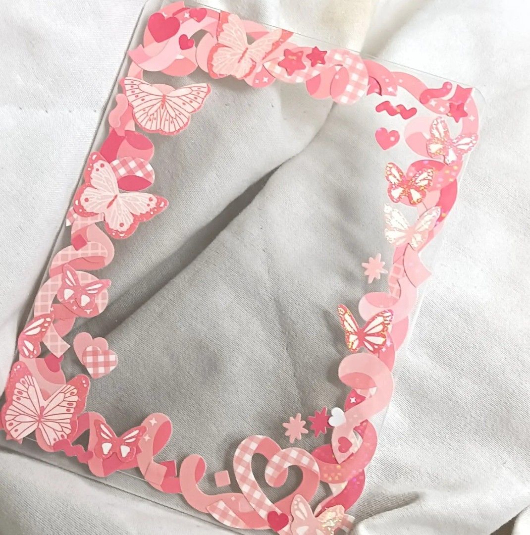 Pink Butterfly toploader, Furniture & Home Living, Home Decor, Frames ...