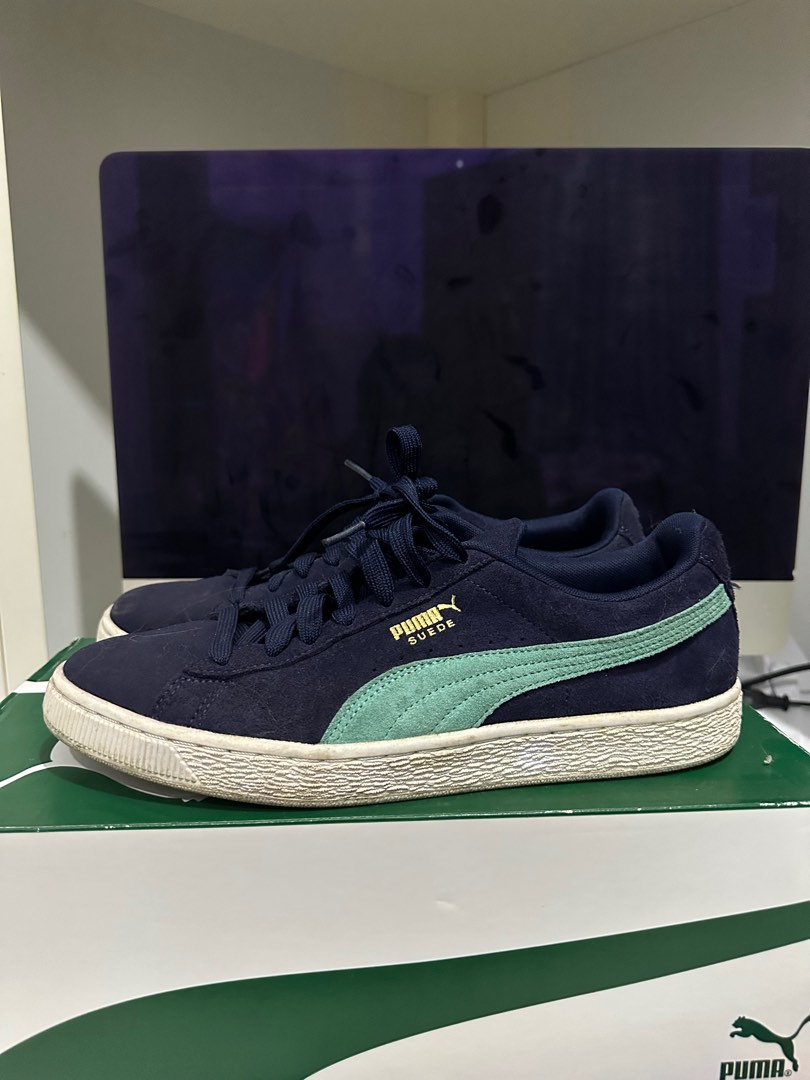 Puma Suede Navy blue original, Fesyen Pria, Sepatu , Sneakers di Carousell