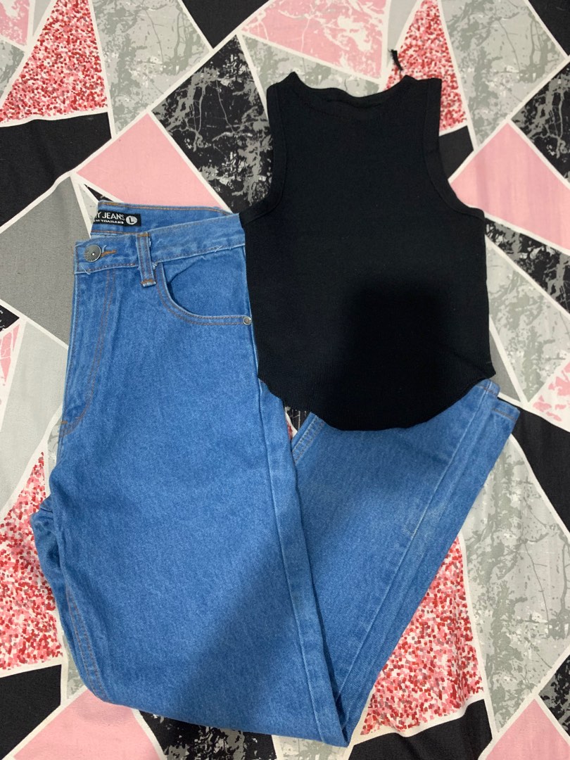 Punny Jeans & Top, Women's Fashion, Dresses & Sets, Sets or Coordinates ...